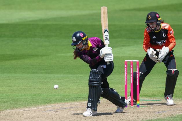 Georgia Davis in action with the bat in the closing overs of the ...