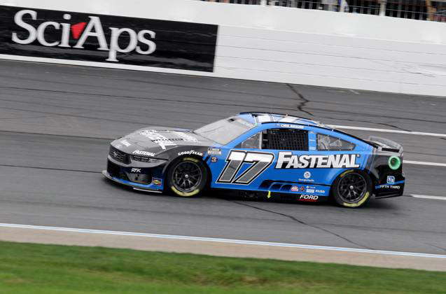 LOUDON, NH - JUNE 22: Chris Buescher push his car to pit road for ...