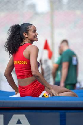 DOUALA, CAMEROON - JUNE 23: LAURA SALINE EYIKE of Cameroon During High ...
