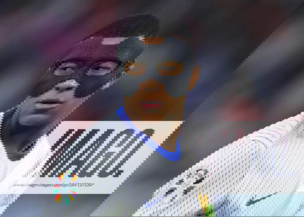 Hamburg, Germany, 5th July 2024. Kylan Mbappe of France in protective ...