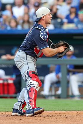: Tampa Bay Rays catcher Ben Rortvedt during a game against the Kansas ...