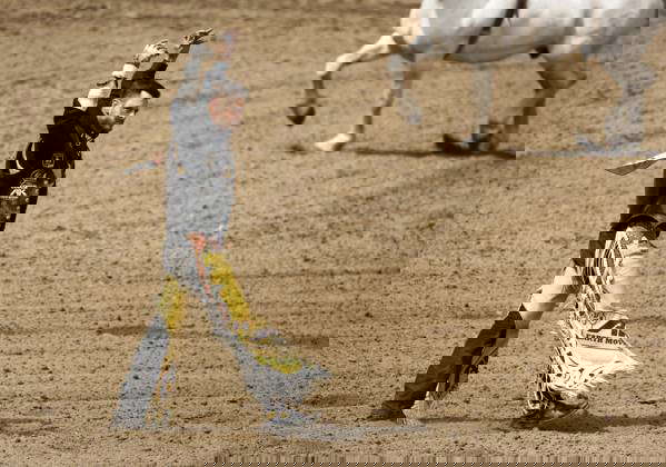 Calgary, Ab, CANADA: RC Landingham, of Castle, Calif., rides Virgil to ...