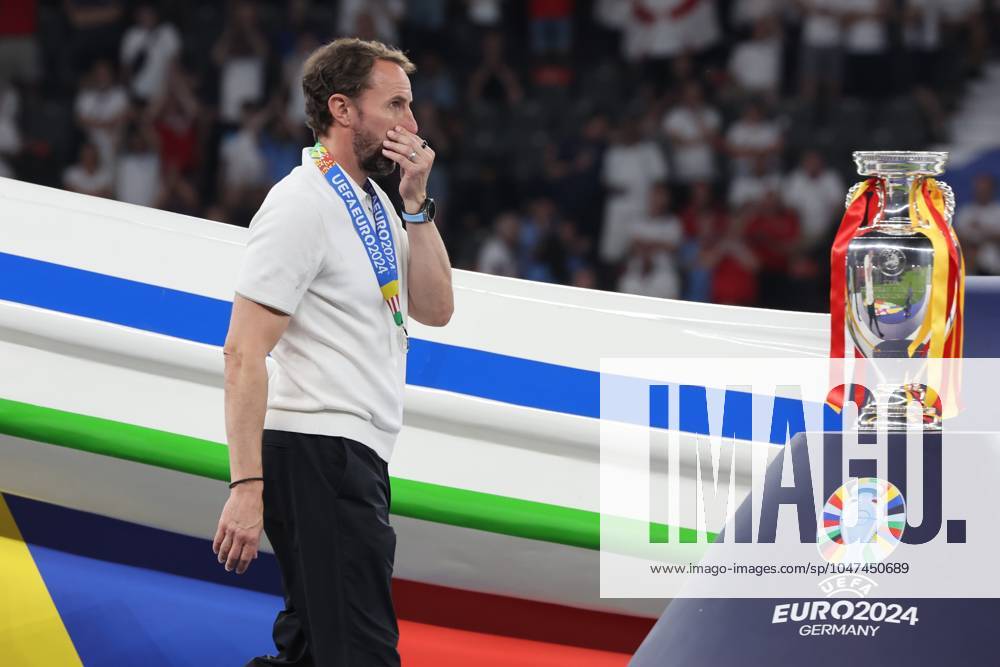 visibly disappointed coach Gareth Southgate England leaves the stage of ...