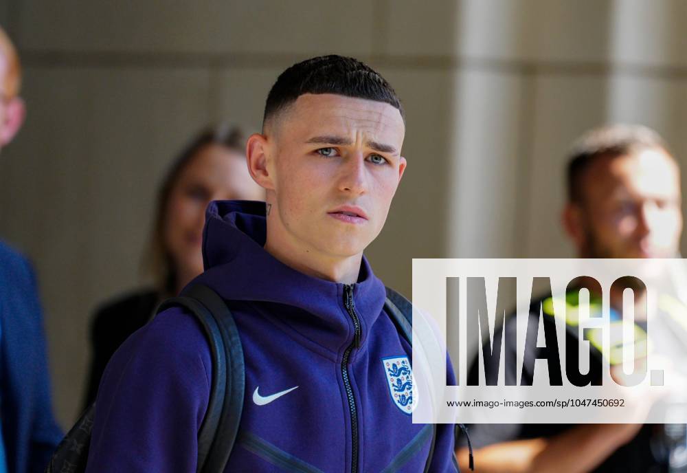 Phil Foden of England leaves team hotel England Departing Base, UEFA ...
