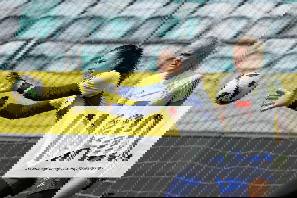 goalkeeper Zecira Musovic and goalkeeper Emma Holmgren of the Swedish ...