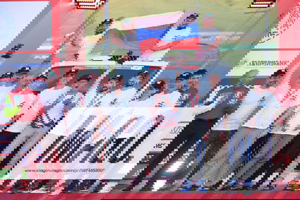 Mongolia Silk Way Rally 8729766 15.07.2024 GAZ RAID s Alexey Ignatov and Evgeny Pavlov celebrate on