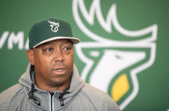 EDMONTON, AB, CANADA: Edmonton Elks Ante Milanovic-Litre and David ...