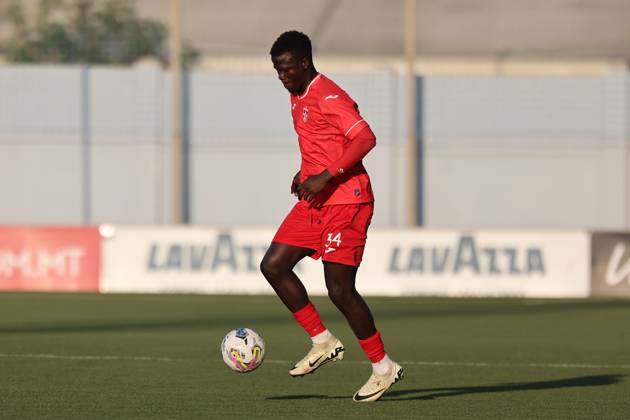 TA QALI, MALTA - JULY 18: Sembene Saliou of Partizani is in action ...
