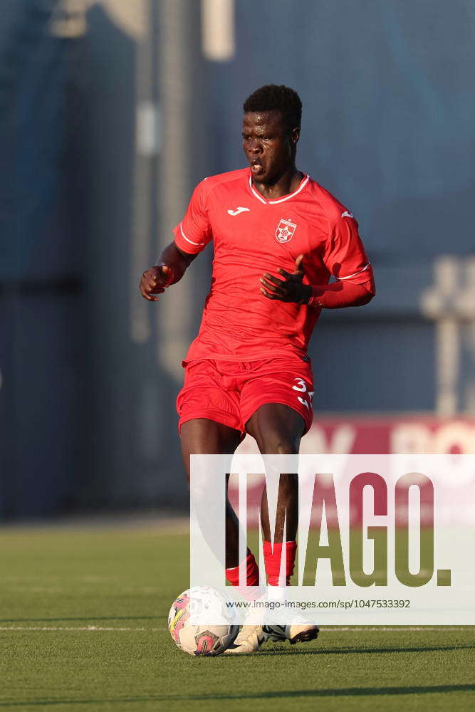 TA QALI, MALTA - JULY 18: Sembene Saliou of Partizani is in action ...