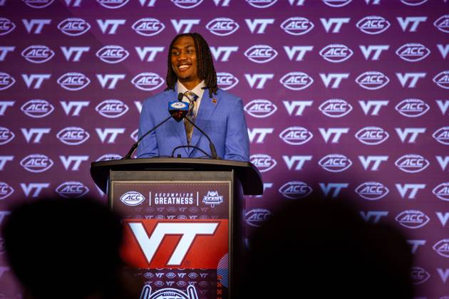 : Virginia Tech cornerback Dorian Strong speaks with the media during ...