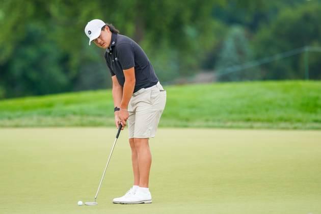 Bloomfield Hills, Michigan, USA: Joshua Bai of New Zealand tees off the ...