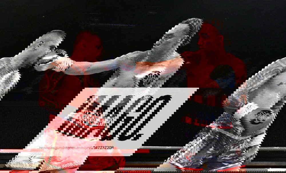 BOXING HUNI PILCHER, Clay Waterman is punched by Lucas Miller during ...