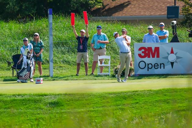 July 25, 2024, Blaine, Minnesota, USA: JACKSON MARKHAM tees off at hole ...