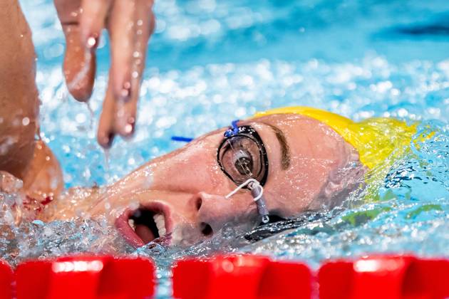 240726 Sarah Sjöström of Sweden at a swimming training session during ...