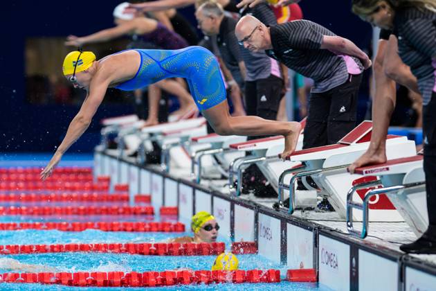 Sofia Astedt of Sweden competes in womens 4x100 meters freestyle ...