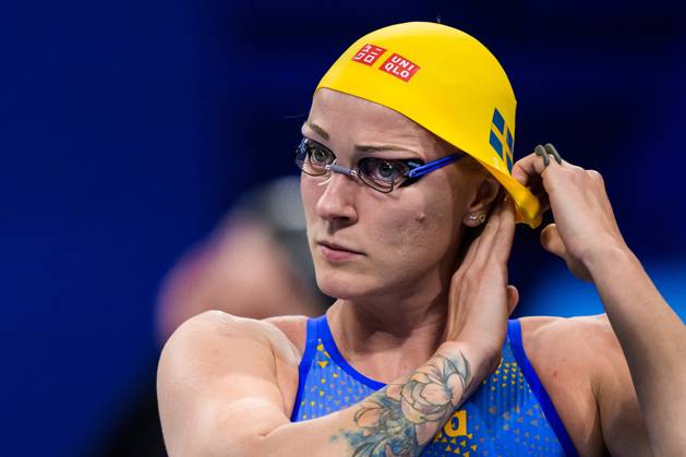 Sarah Sjöström of Sweden in womens 4x100 meters freestyle swimming ...