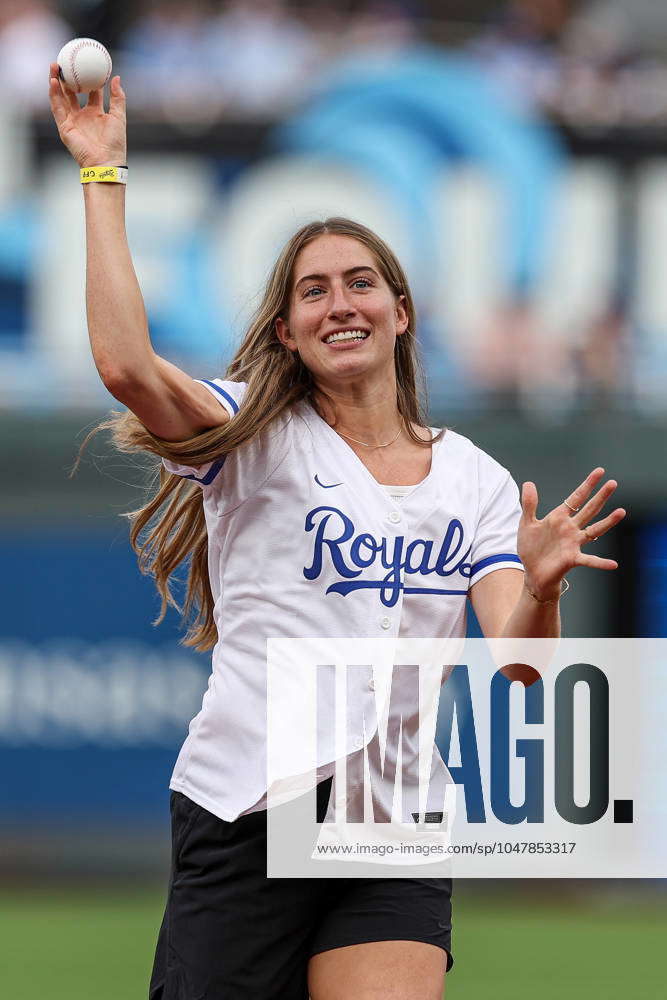 July 27, 2024: Las Vegas Aces player Kate Martin throws out the first ...