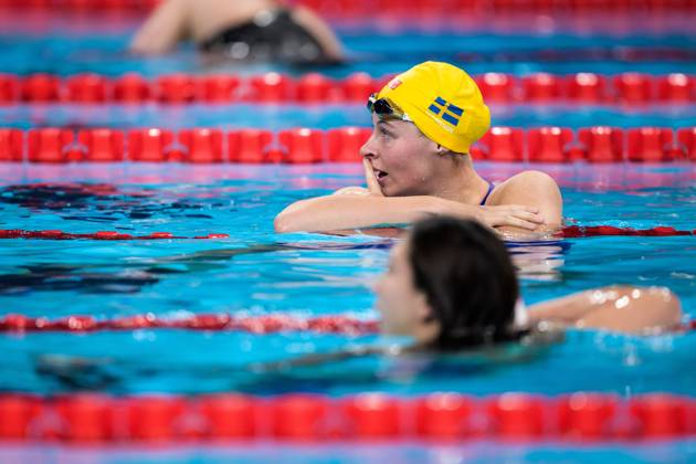 Sophie Hansson of Sweden after competing in womens 100 meters ...
