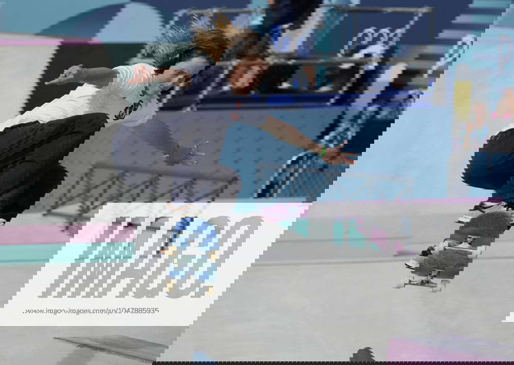 Olympics: Skateboarding Jul 28, 2024; Paris, France; Poe Pinson (USA ...