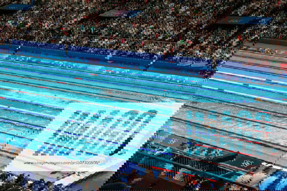Paris, Ile de France, France: Swimmer LEON MARCHAND, FRANCE, is ahead ...