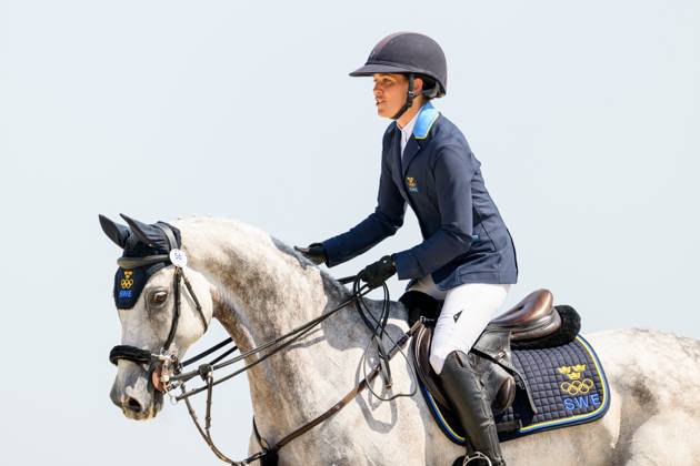 Louise Romeike of Sweden on horse Caspian 15 competes in equestrian ...
