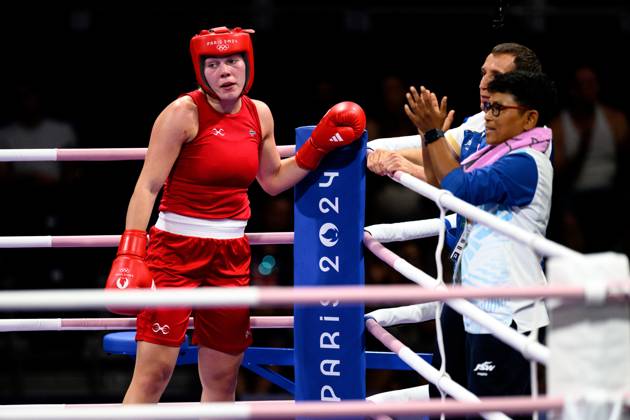 Sunniva Hofstad of Norway after a women s 75 kg preliminary round of 16 ...