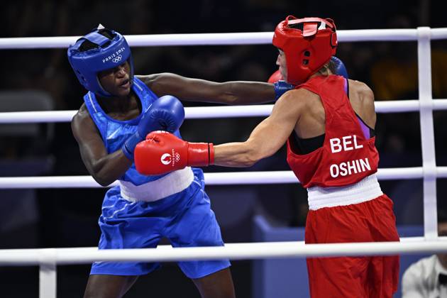 Belgian boxer Oshin Derieuw pictured in action during a boxing bout ...