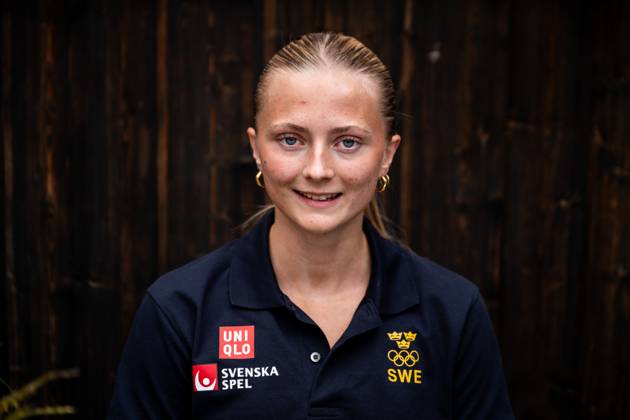 240803 Nora Lindahl of the Swedish national athletics team poses for a ...