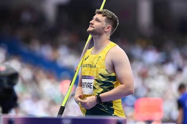 OLY24 ATHLETICS, Cameron McEntyre of Australia competes in the Men?s ...