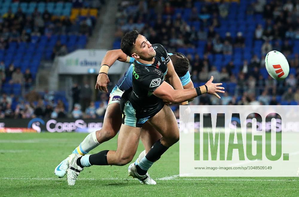 NRL TITANS SHARKS, Briton Nikora of the Sharks in action during the NRL ...