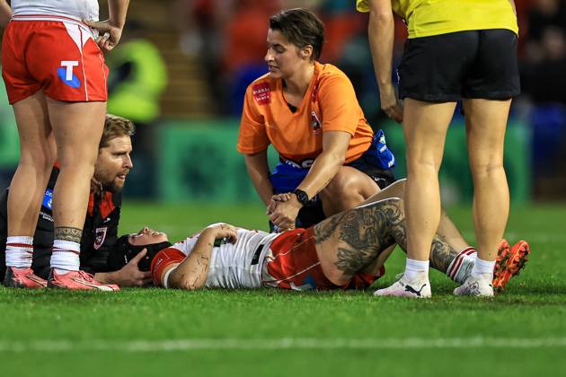 NRLW KNIGHTS DRAGONS, Jamilee Bright of the Dragons is tackled during ...