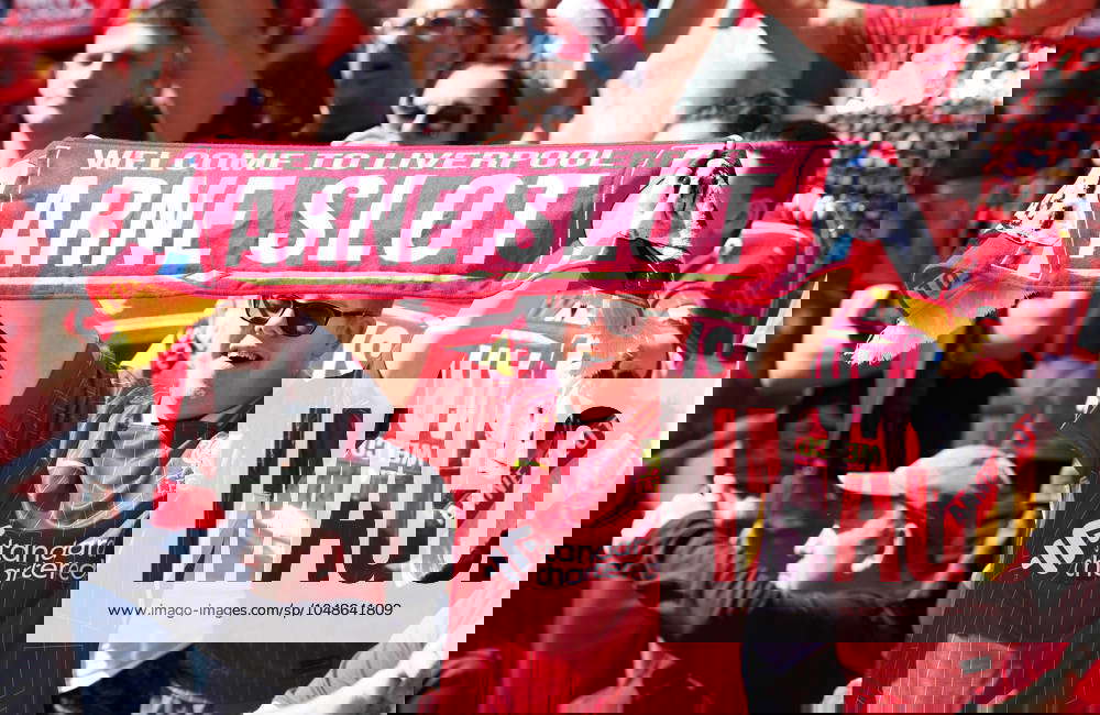 A Liverpool fan holds up an Arne Slot scarf Liverpool v Sevilla, Pre Season Friendly, Football