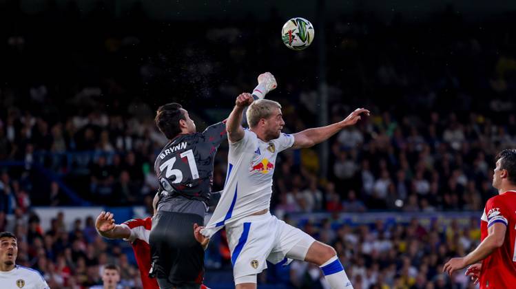 Leeds United v Middlesbrough EFL Cup 14 08 2024. Middlesbrough defender ...