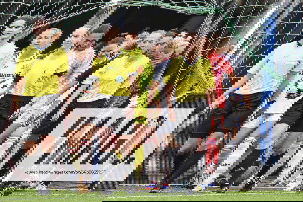 Womens soccer run-in of the players and referees for the test match in ...