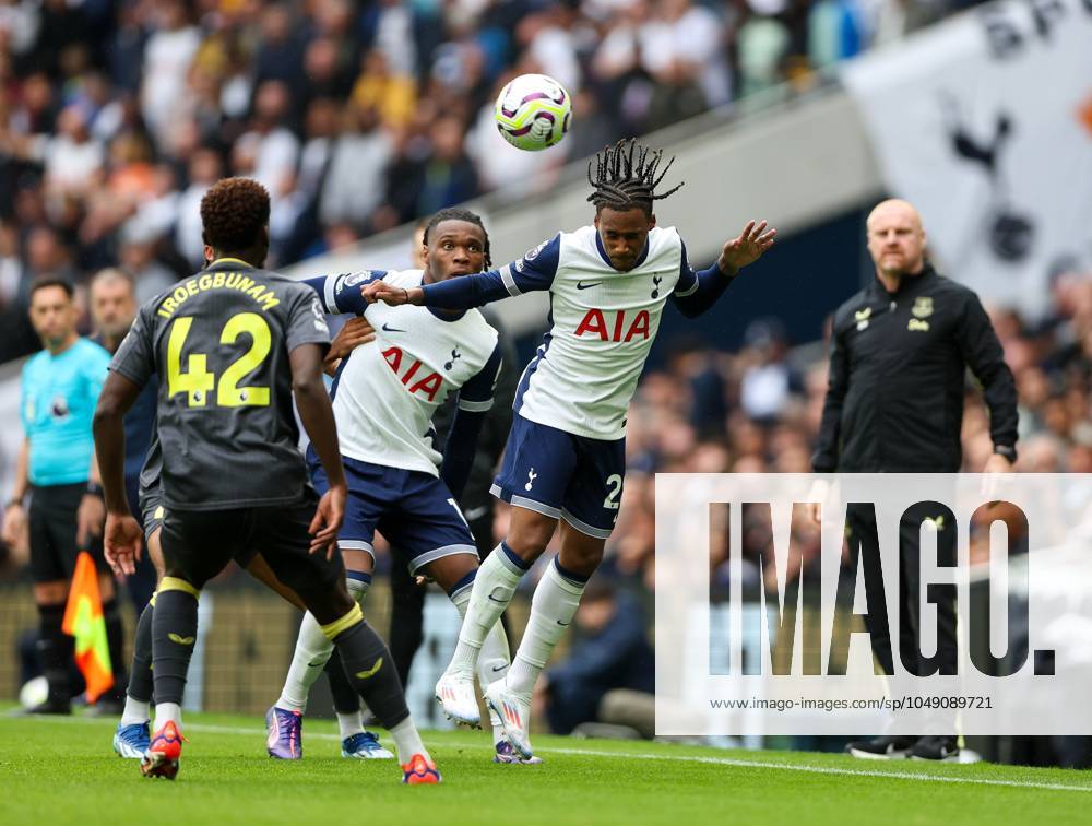 Wilson Odobert of Tottenham Hotspur heads the ball Tottenham Hotspur v ...