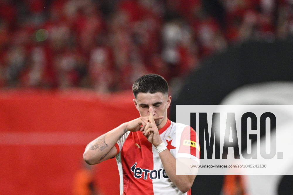 Christos Zafeiris celebrates opening goal during the UEFA Champions ...