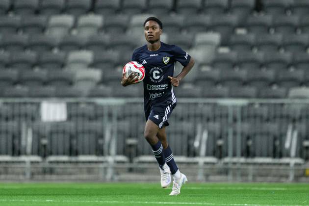 IFK Stocksunds Keyano Marrah celebrates after 1 4 during the football ...