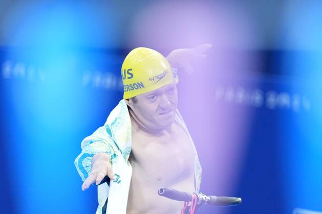 Grant Patterson (AUS) prepares for competing, {scene}, Mixed 4x50m ...