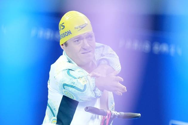 Grant Patterson (AUS) prepares for competing, {scene}, Mixed 4x50m ...
