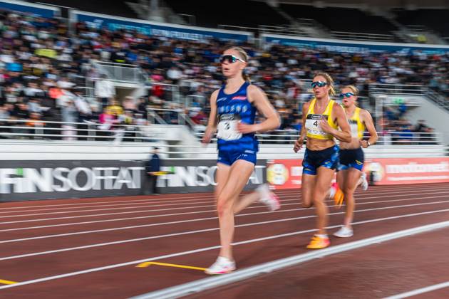 Lovisa Modig of Sweden competes in the womens 10 000 meters during day ...