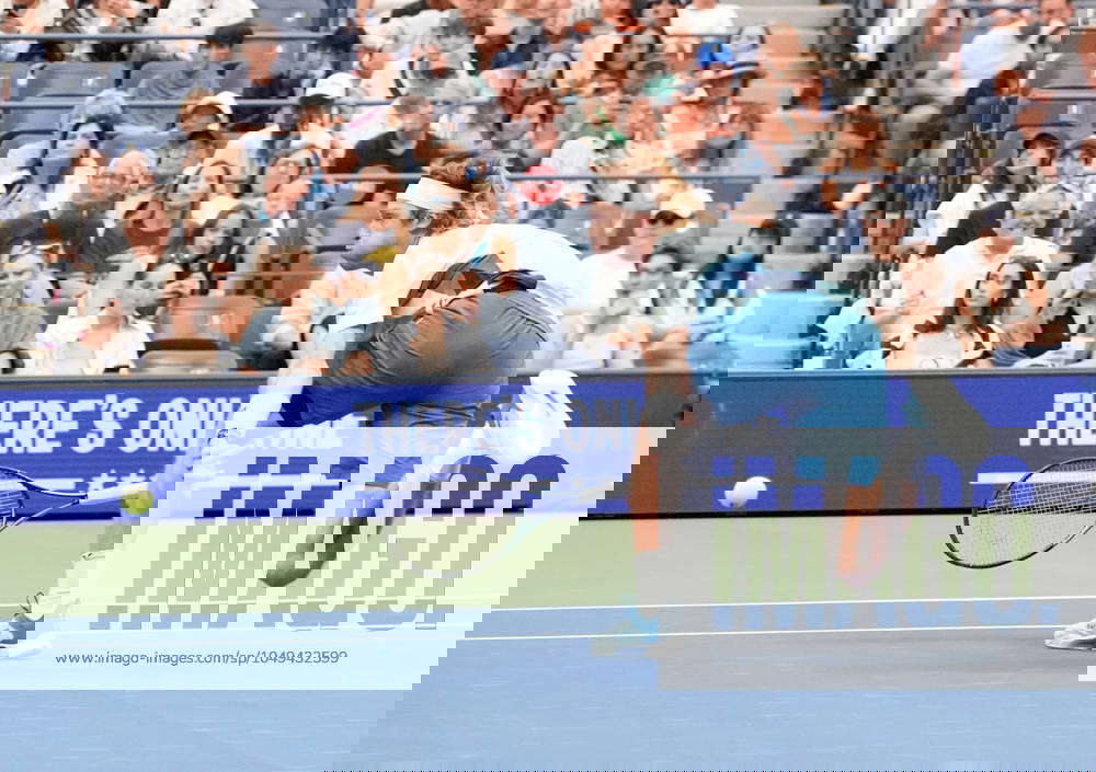 Tennis: US Open Sep 1, 2024; Flushing, NY, USA; Andrey Rublev hits to ...