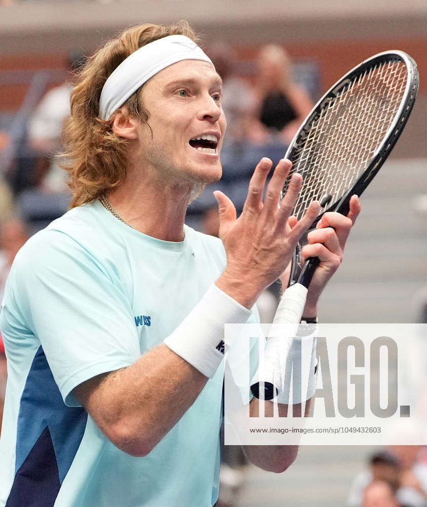 Tennis: US Open Sep 1, 2024; Flushing, NY, USA; Andrey Rublev after a ...