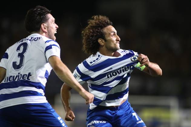 AMR WARDA of Atromitos FC celebrates after scoring during the ...