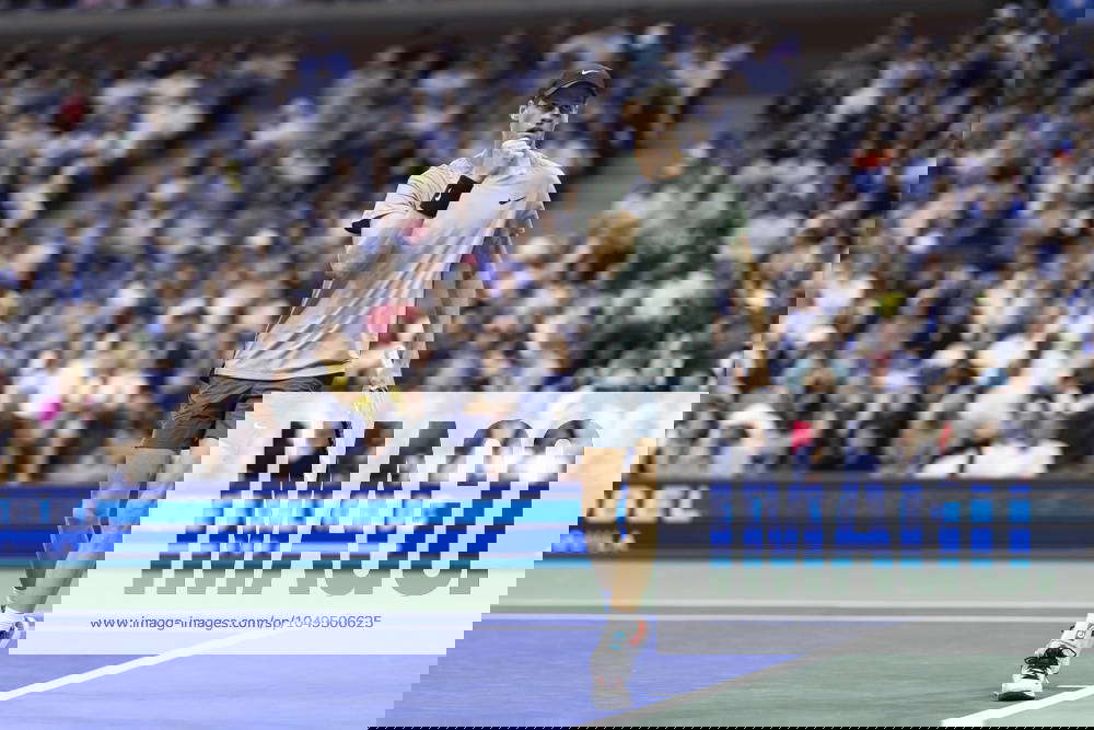 Jannik Sinner of Italy reacts during his match against Tommy Paul of the USA in the fourth round in