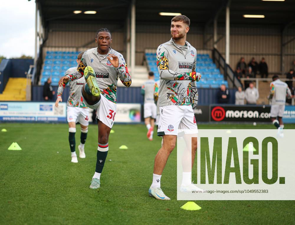 Mark Isong of Bolton Wanderers during the warm up Barrow v Bolton ...