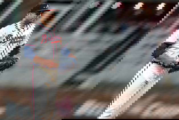 Marietta, Ga, USA: Atlanta Braves pitcher Luke Jackson pitches against ...