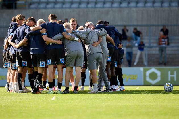 HALMSTAD, SWEDEN 20240727 Halmstads players warming up for s ...