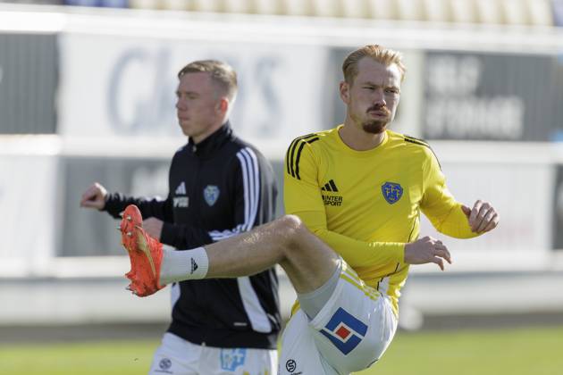 240218 Falkenbergs FFs Linus Borgström celebrates after scoring 0-1 ...