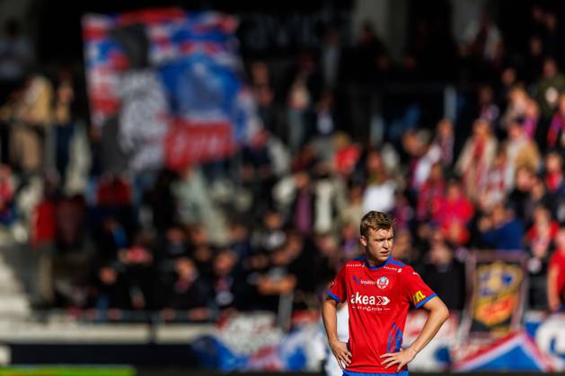 Helsingborgs William Westerlund dips during the Superettan football ...