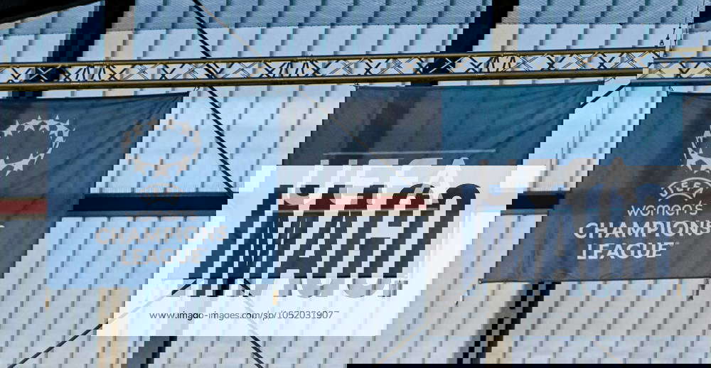 Banner with UEFA Womans Champions League logo and UEFA behind the ...